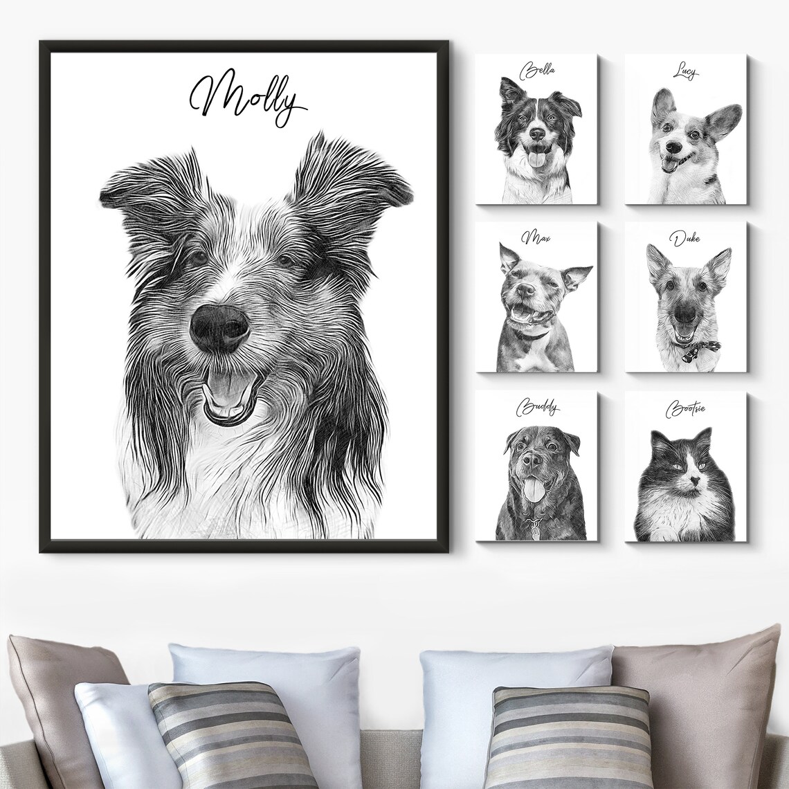 Custom Dog Sketch From Photo Hand Drawn Digital Custom Pet - Etsy