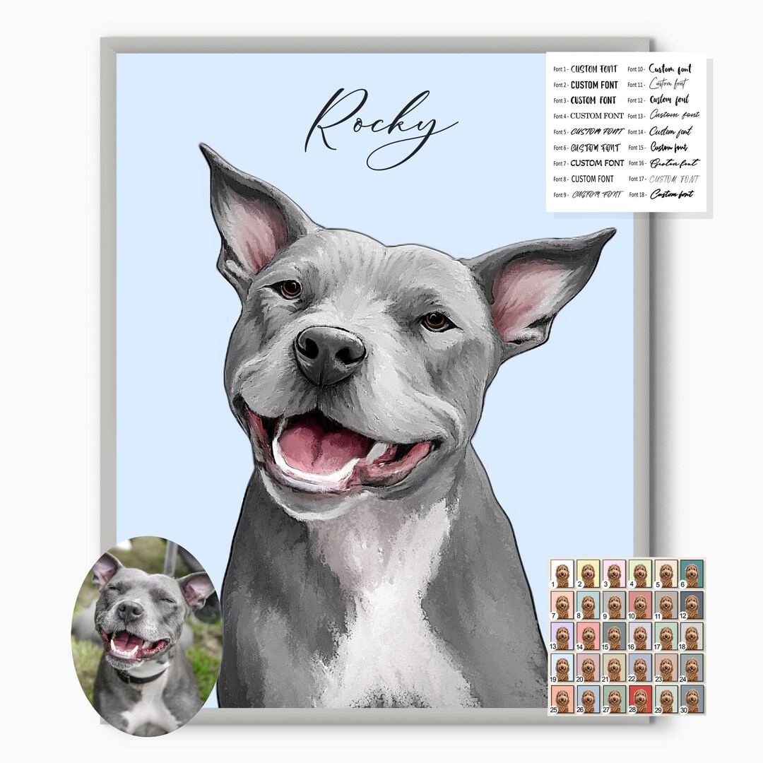 Digital Pet Portrait Custom Personalized Dog Art Pet Cartoon Portrait ...
