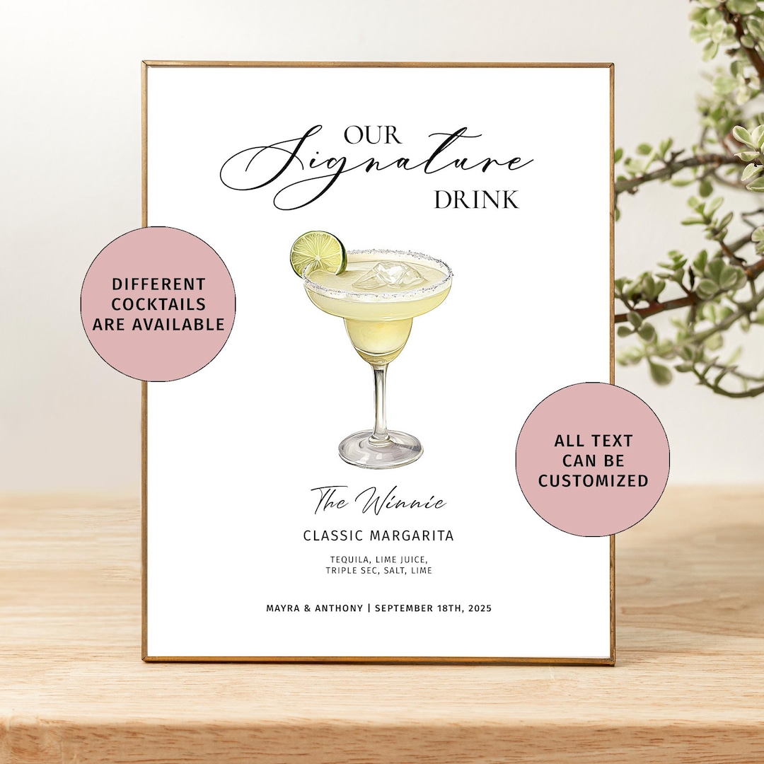 Custom Signature Drink Signs Drink Menu Sign Wedding Signature Cocktail ...