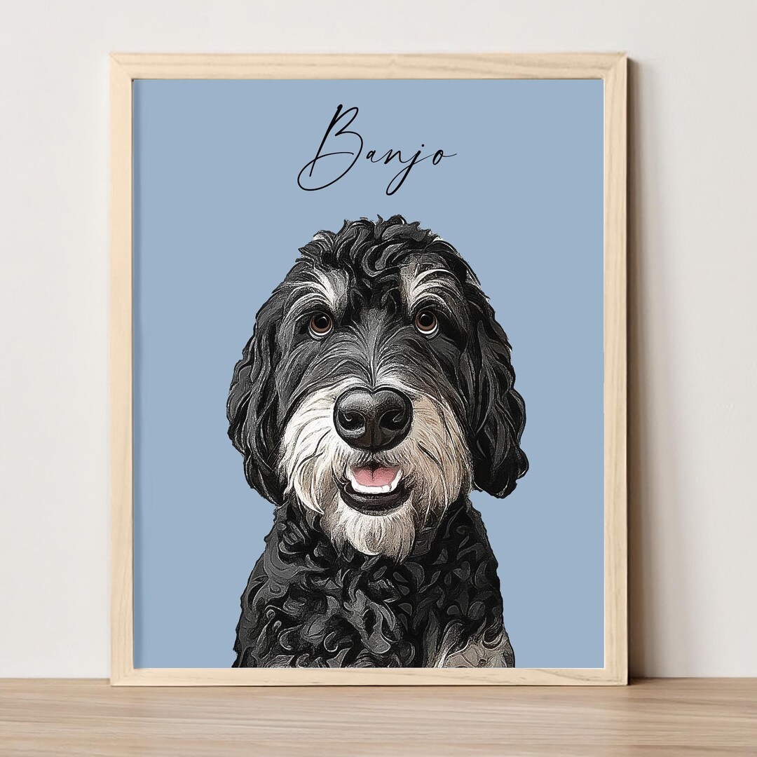 Custom Pet Portrait From Photo Digital Dog Portrait Custom Personalized ...