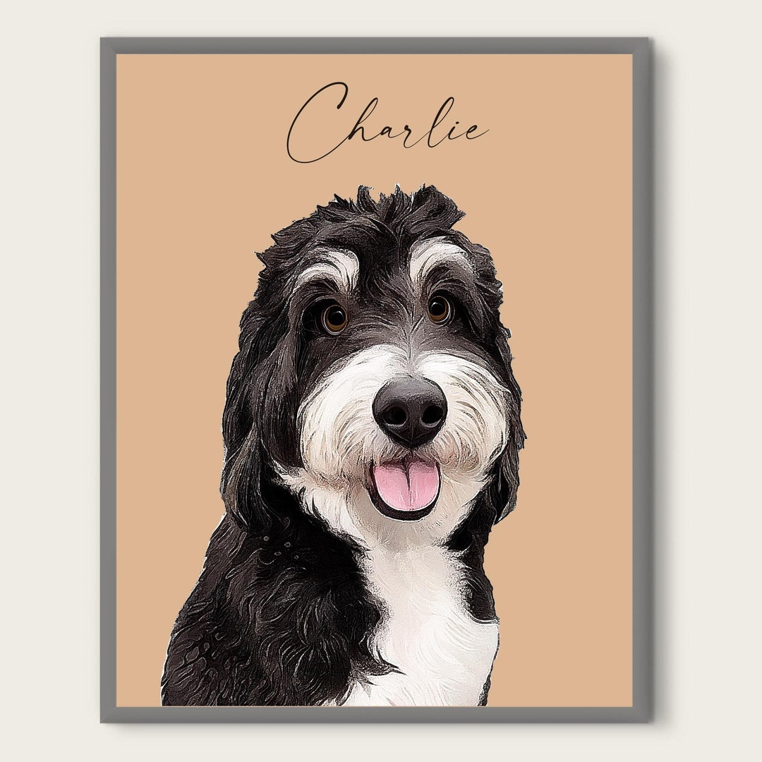 Custom Dog Portrait From Photo Digital Custom Pet Portrait Paintings ...