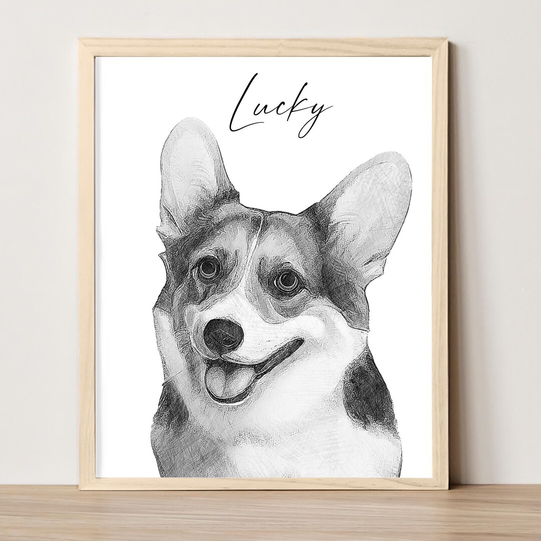 Custom Dog Sketch From Photo Memorial Drawings of Your Dog Custom Pet ...