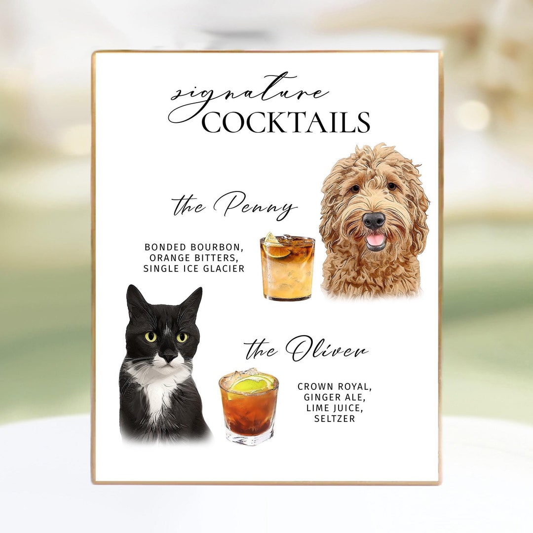 Pet Signature Cocktail Cat Custom Drink Sing Dog Signature Drink Sing ...