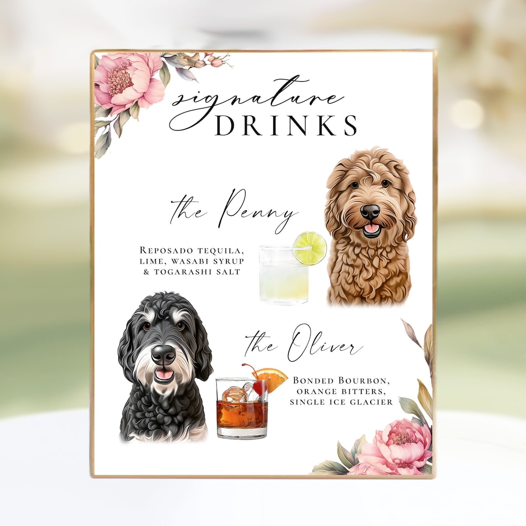 Signature Wedding Drink Menu Wedding Signature Drink Names Dog ...