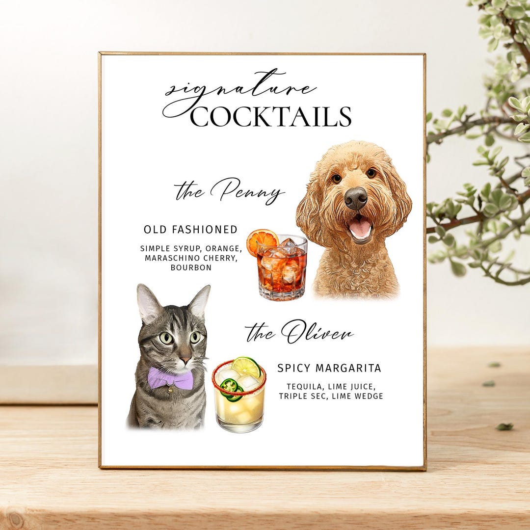 Pet Signature Cocktail Cat Custom Drink Sing Dog Signature Drink Sing ...