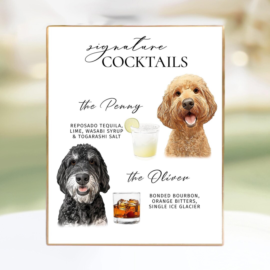 Dog Signature Cocktail Dog Custom Drink Sign Dog Signature Drink Sign ...