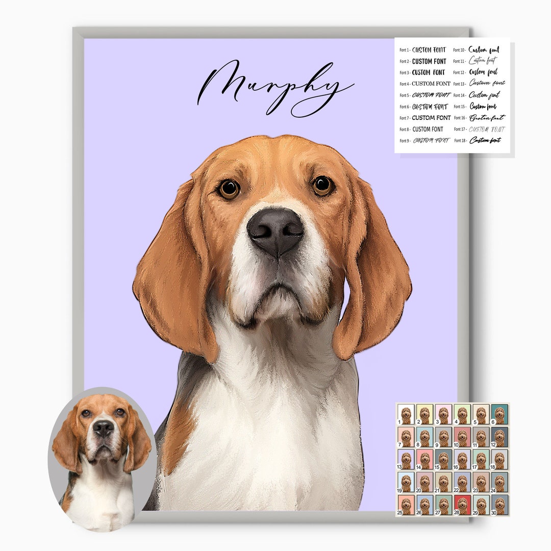 Digital Dog Portrait Custom and Personalized Pet Portrait Custom From ...
