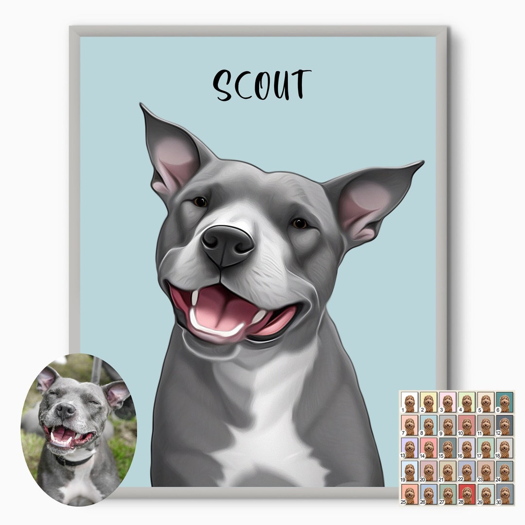 Digital Pet Portrait Custom Personalized Dog Art Pet Cartoon Portrait ...