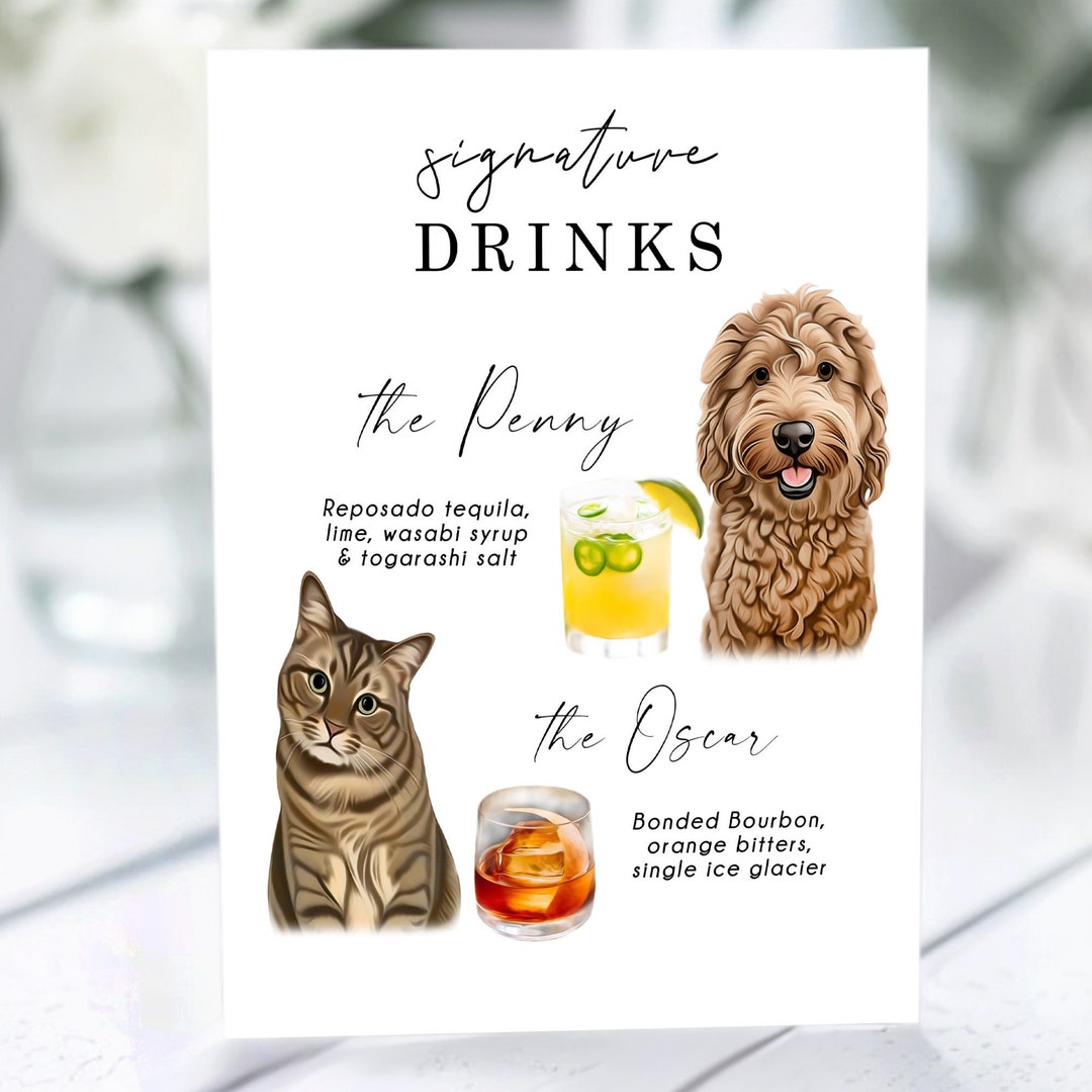 Pet Signature Cocktail Cat Custom Drink Sing Dog Signature Drink Sing ...
