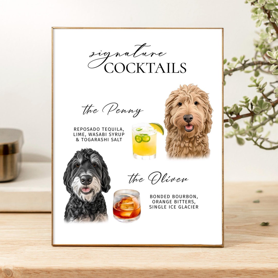 Dog Signature Cocktail Dog Custom Drink Sign Dog Signature Drink Sign ...