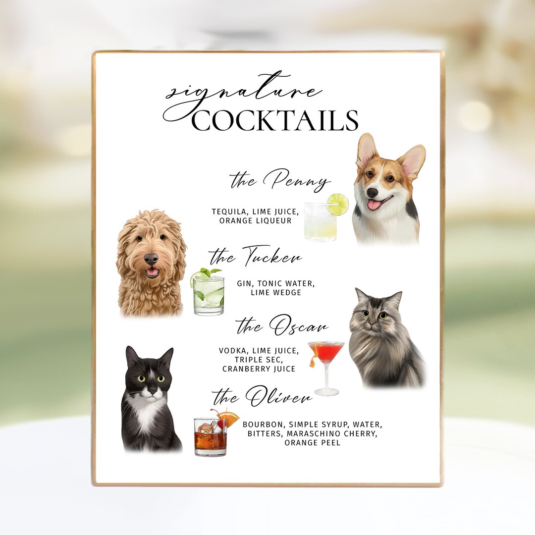 Signature Wedding Drink Menu for Wedding Signature Drink Names Dog ...