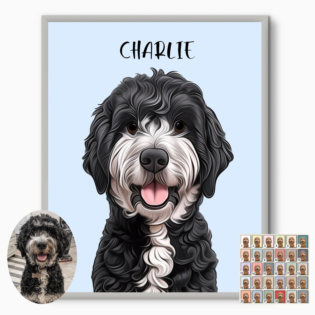Cartoon Pet Portrait Custom Personalized Dog Cartoon Portrait From ...
