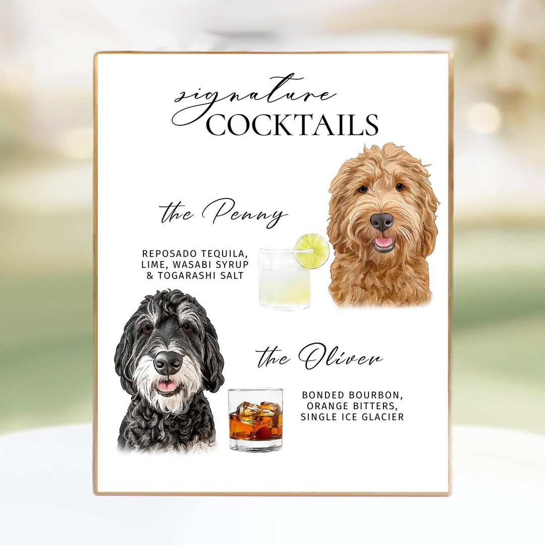 Dog Signature Cocktail Dog Custom Drink Sign Dog Signature Drink Sign ...