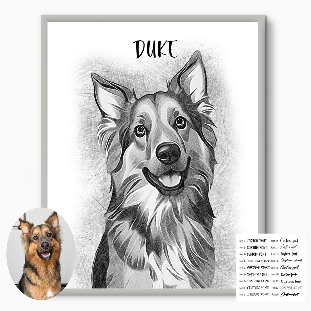 Custom Dog Sketch From Photo Memorial Drawings of Your Dog Custom Pet ...