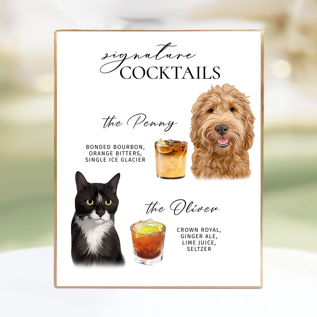 Pet Signature Cocktail Cat Custom Drink Sing Dog Signature Drink Sing ...