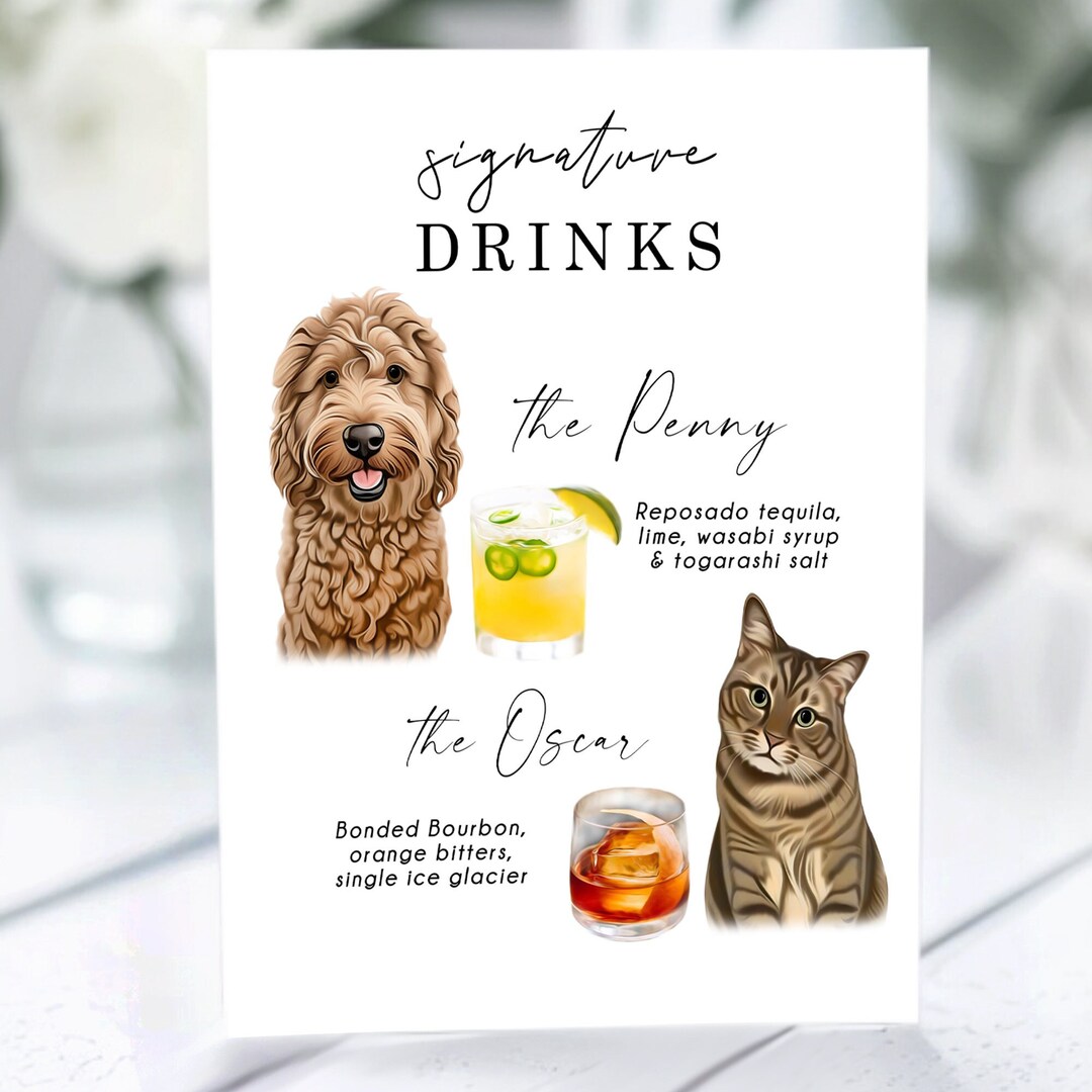 Signature Wedding Drink Menu for Wedding Signature Drink Names Dog ...