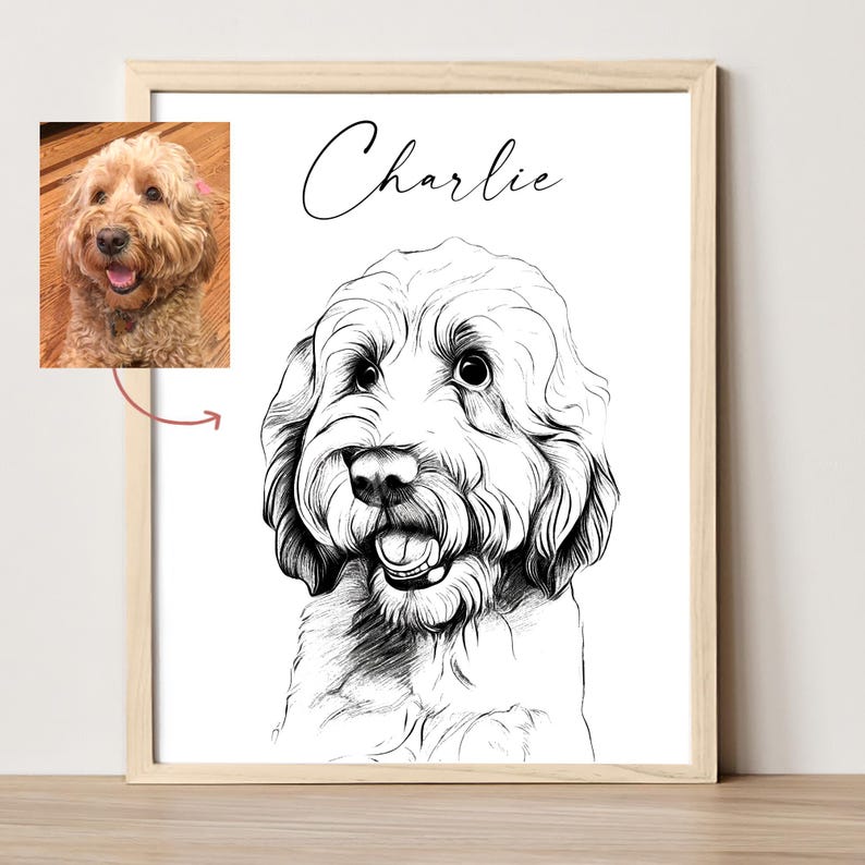 Custom Pet Drawing Digital Dog Portrait Custom Personalized Dog Art ...