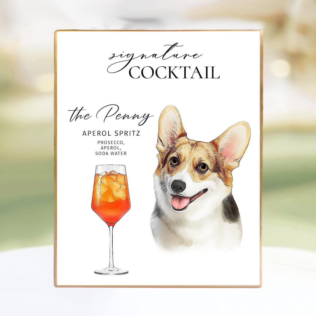 Dog Custom Cocktail Wedding Signature Drink Sign Dog Signature Bar Sign ...