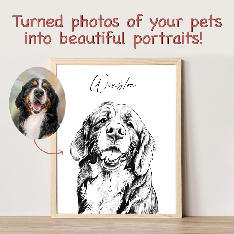Custom Pet Drawing Digital Dog Portrait Custom Personalized Dog Art ...
