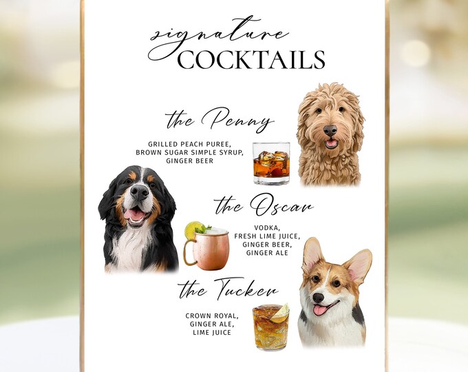 Dog Signature Drink Sign Dog Custom Drink Dog Signature Cocktail Custom ...