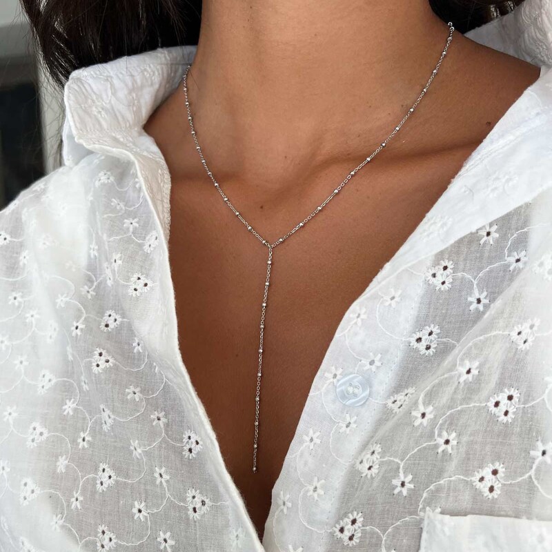 Silver Lariat Necklace - Etsy