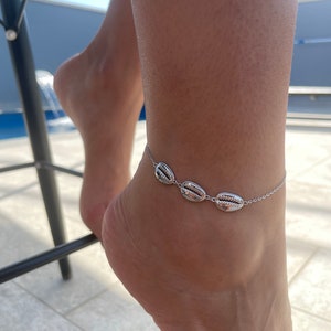 Shell Anklet Bracelet, Sterling Silver 925 Shells Anklet, Dainty Anklet ...
