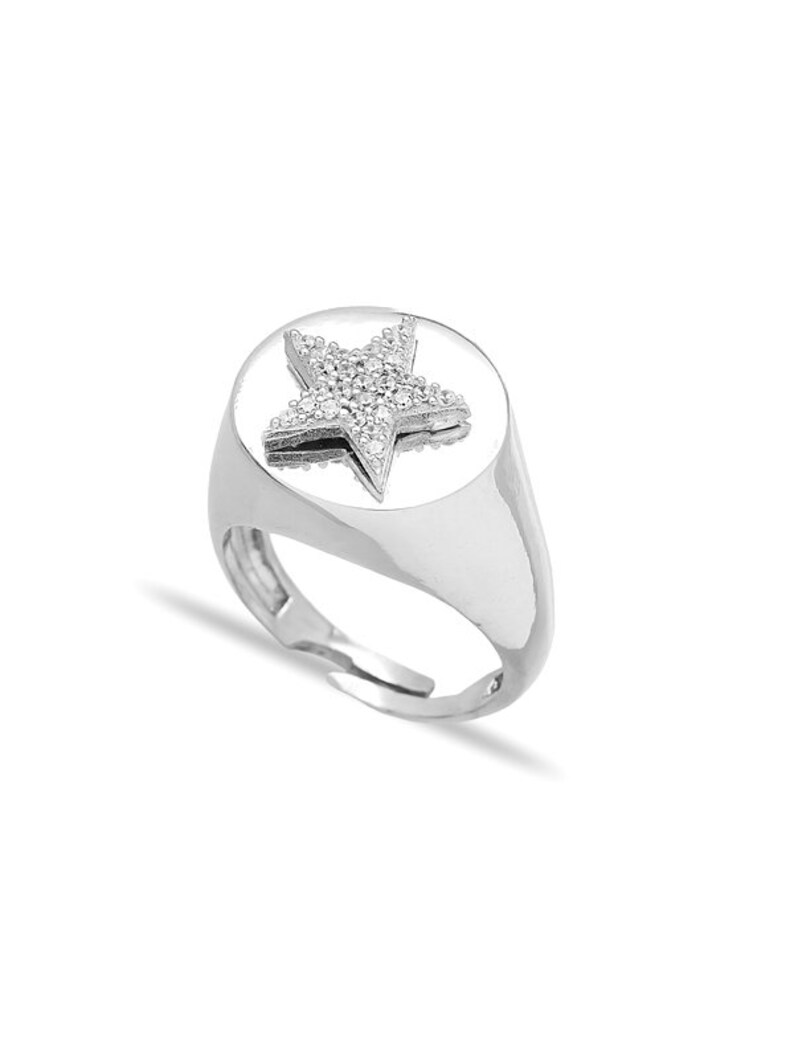 Silver Pinky Ring Open Ring Signet Star Ring Little - Etsy