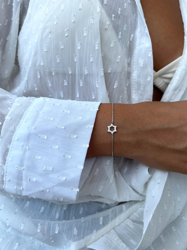 Magen David Bracelet, Sterling Silver 925 or Gold Jewish Star of David ...