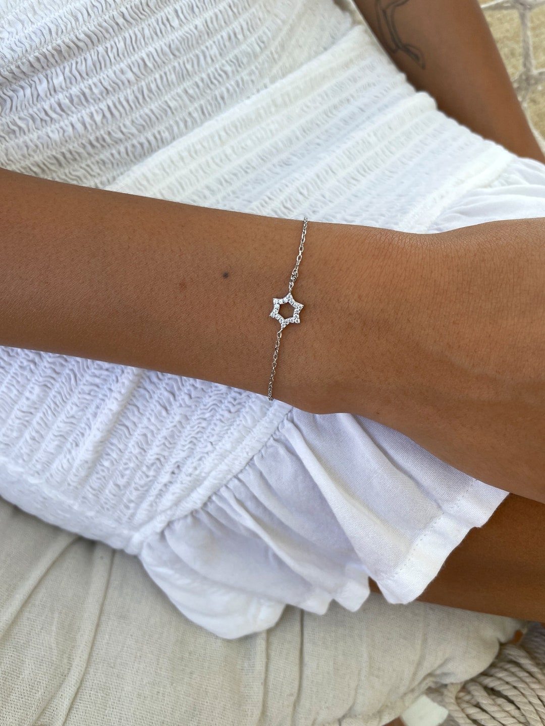 Magen David Bracelet, Sterling Silver 925 or Gold Jewish Star of David ...