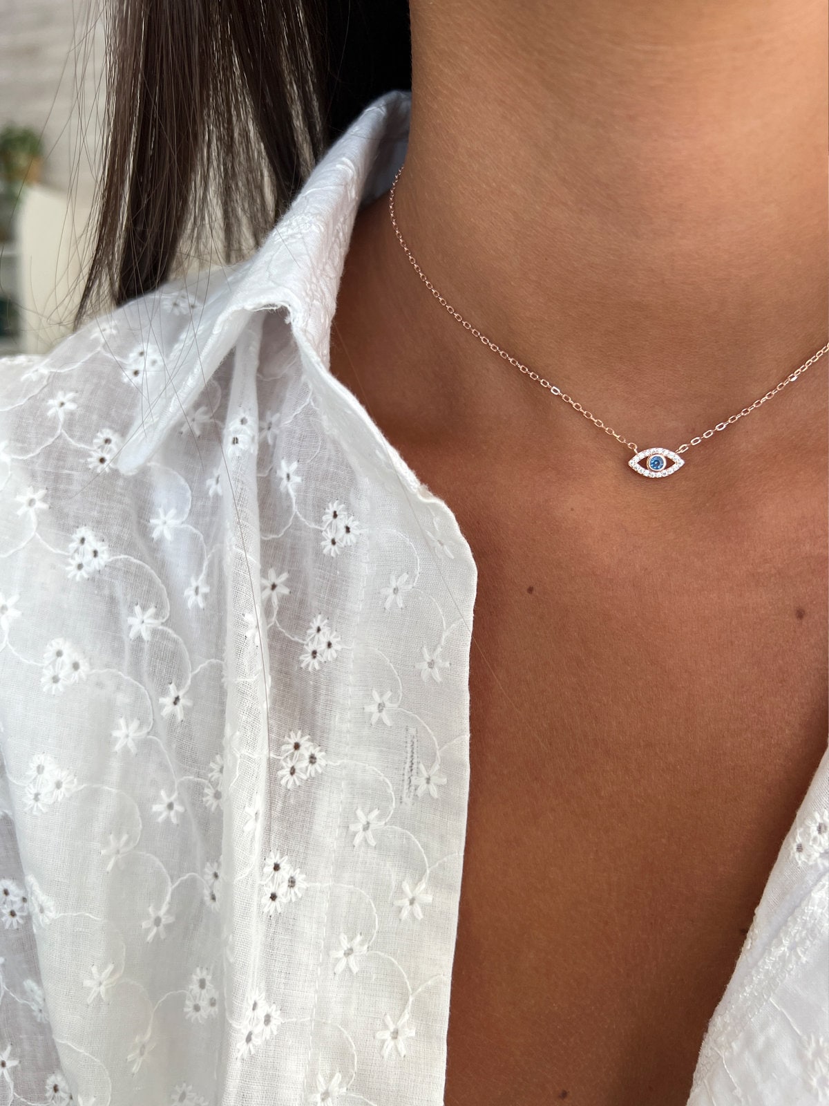Silver Evil Eye Necklace, Third Eye, Turquoise Evil Eye Pendant ...
