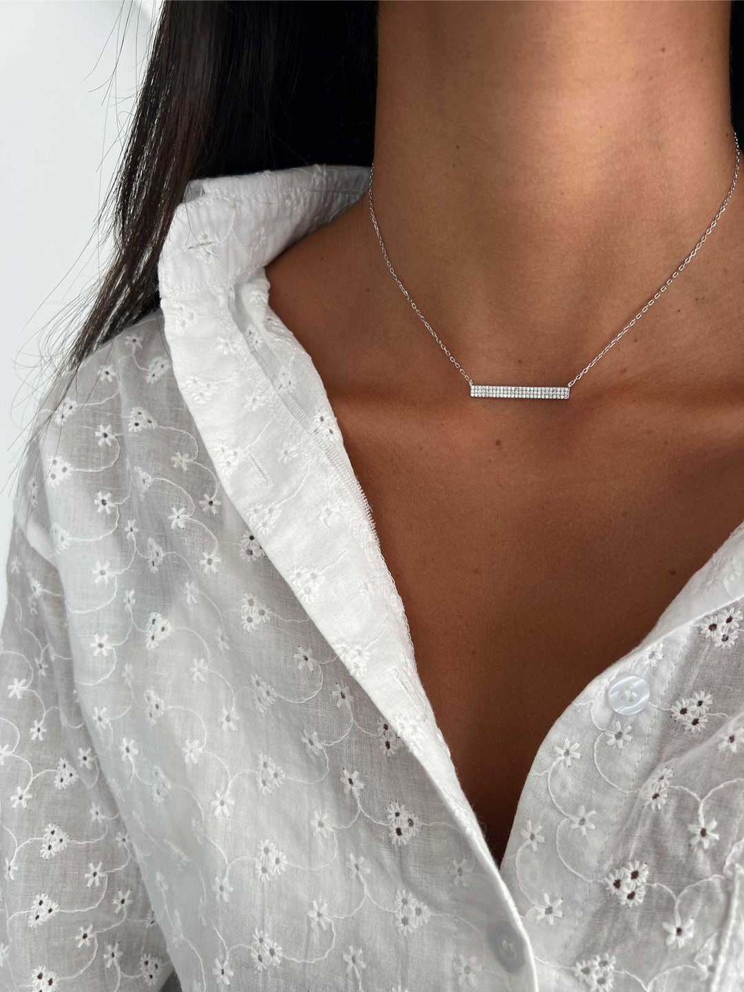 Diamond Choker Necklace, Sterling Silver 925 Chain Pendant Necklace ...