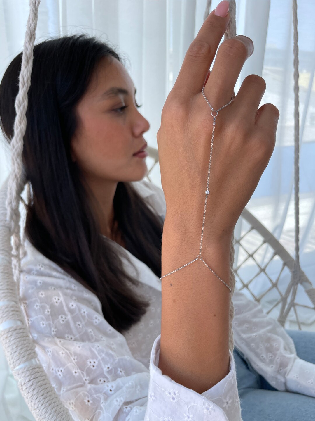 Hand Chain Silver 925, Hand Ring Bracelet, Sterling Sillver Finger ...