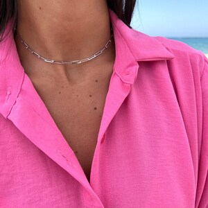 Luxury Sterling Silver 925 Choker Necklace – Trendy Link Chain Design ...