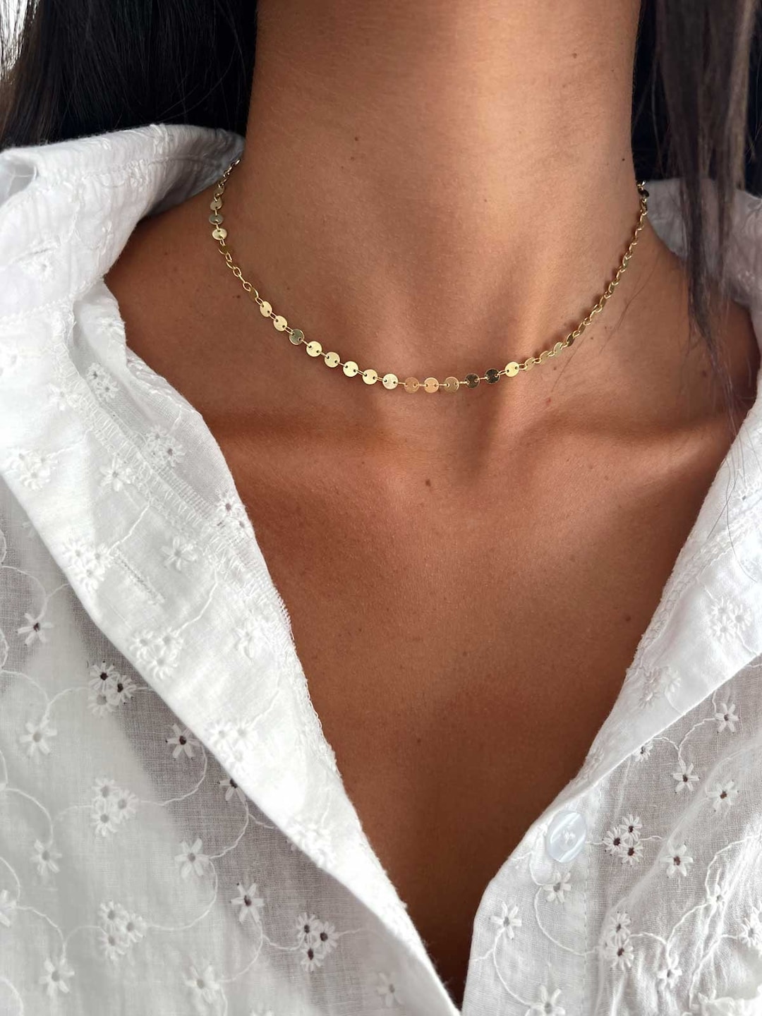 Silver Choker Necklace, Sterling Silver 925 Hoops Choker Necklace ...