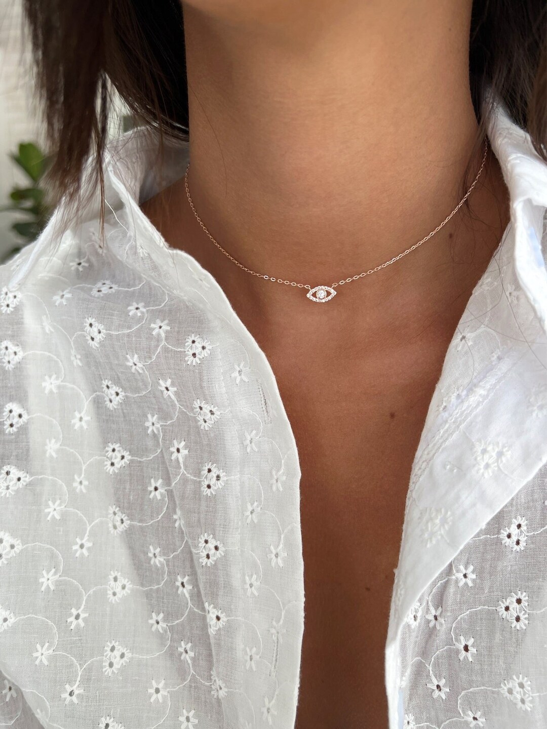 Gold Evil Eye Necklace, Third Eye, Evil Eye Choker, Rose Gold Eye ...
