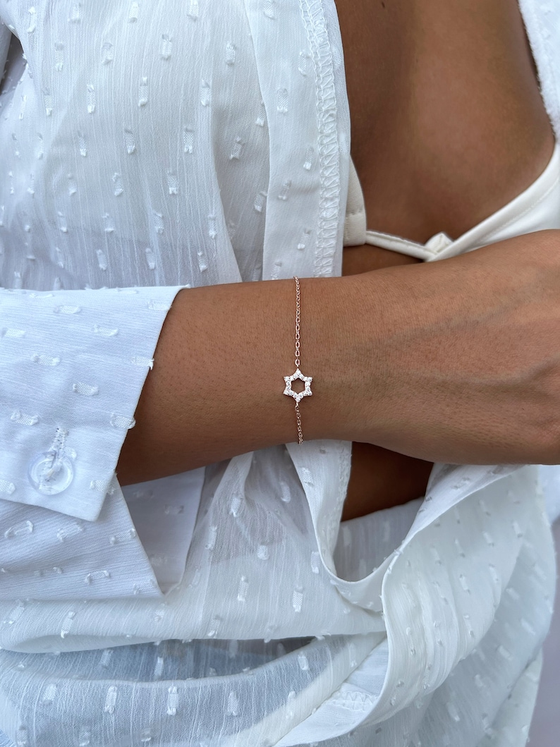 Magen David Bracelet, Sterling Silver 925 or Gold Jewish Star of David ...