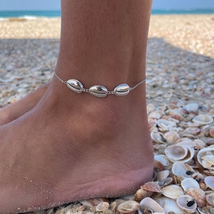 Shell Anklet Bracelet, Sterling Silver 925 Shells Anklet, Dainty Anklet ...