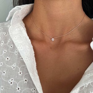 Diamond Solitaire Choker Necklace, Sterling Silver 925 CZ Solitaire ...