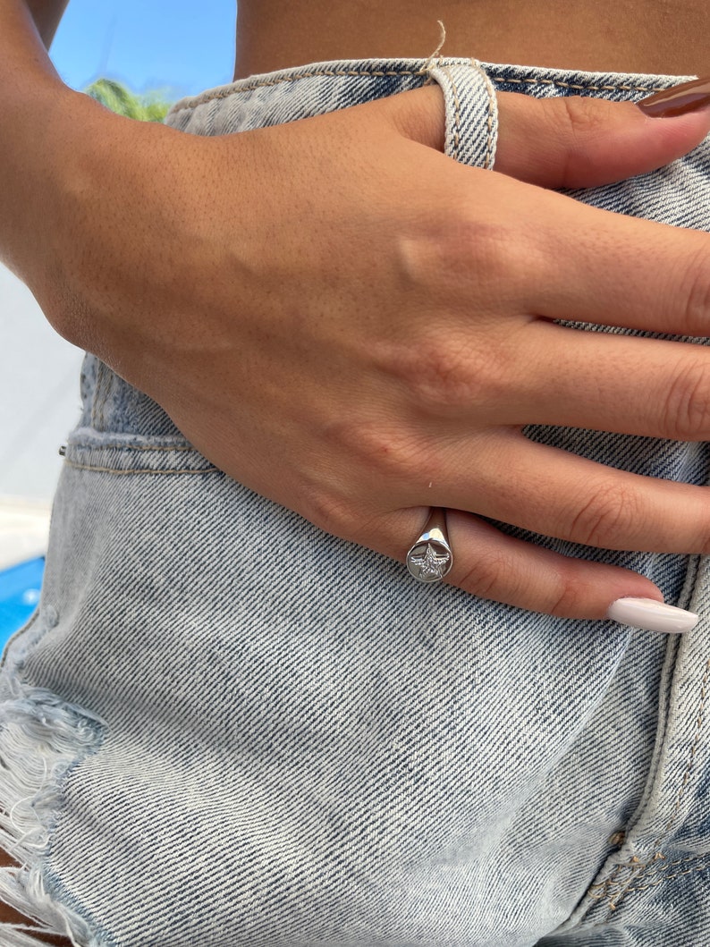 Silver Pinky Ring Open Ring Signet Star Ring Little - Etsy