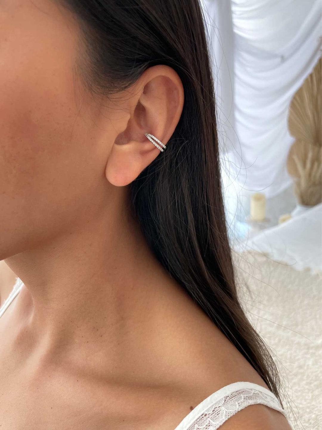 Conch Ear Cuff Earring, No Piercing Ear Cuff, V Wrap Cz Ear Cuff, Tiny ...