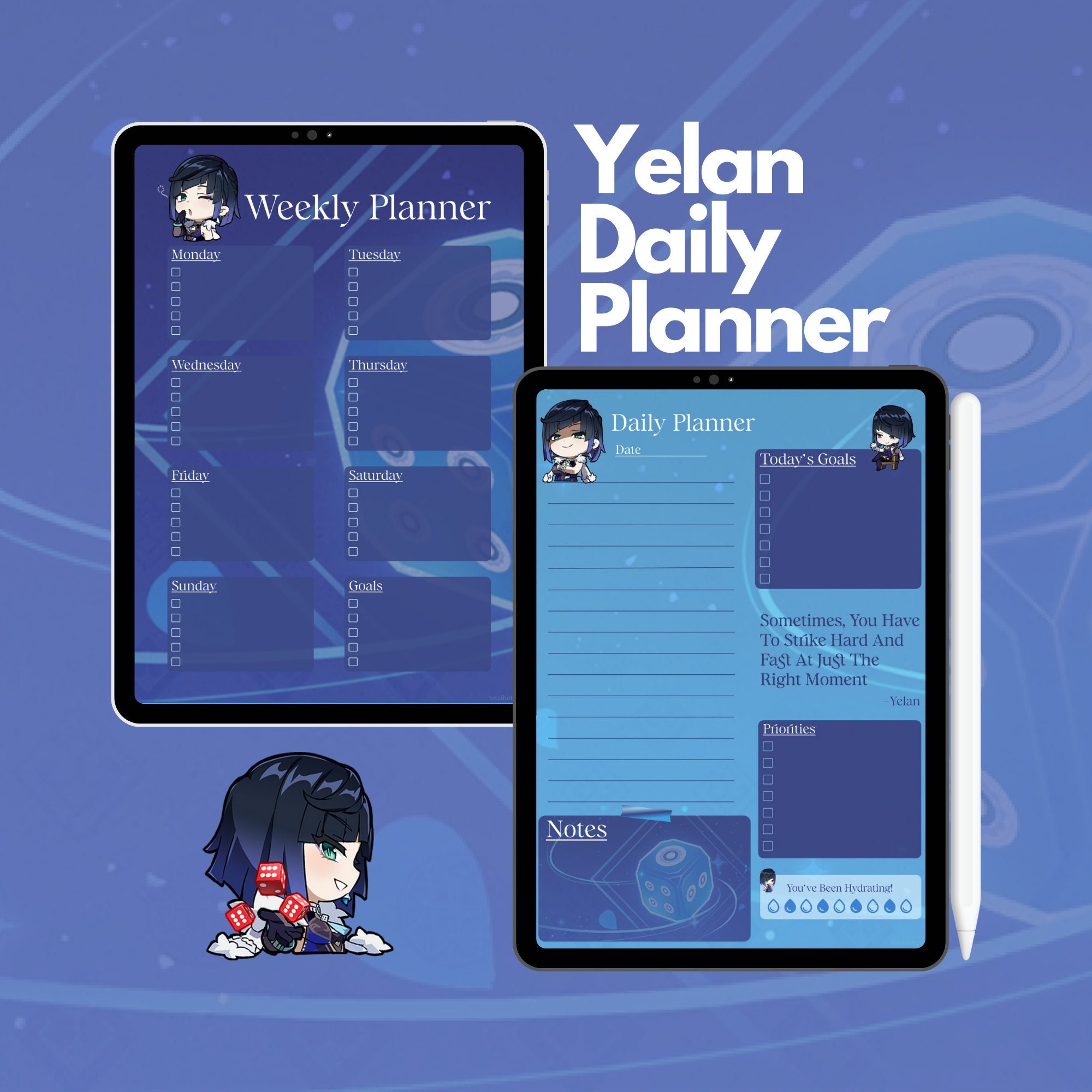 Genshin Impact Yelan-themed Digital Planner | Daily/weekly Life Planner ...