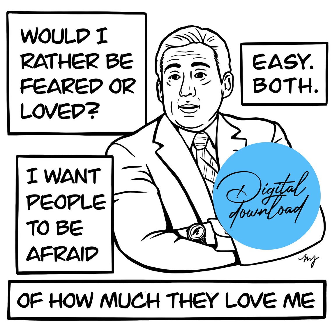 The Office: Michael Scott Line Drawing with Quotes The | Etsy