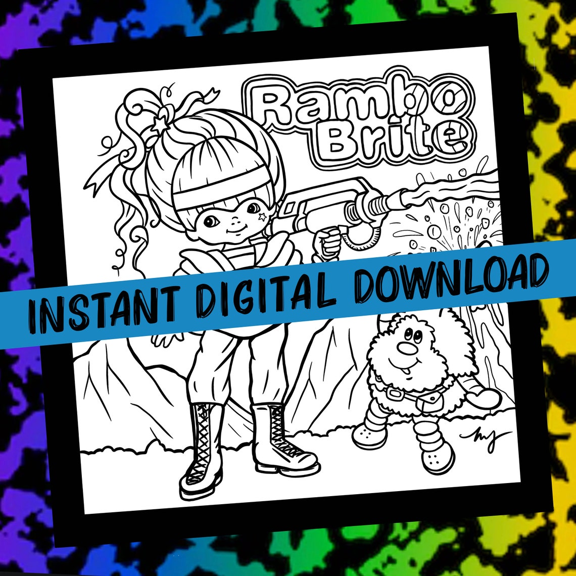 Rambo Brite: Rainbow Brite + Rambo Coloring Book Page - Etsy