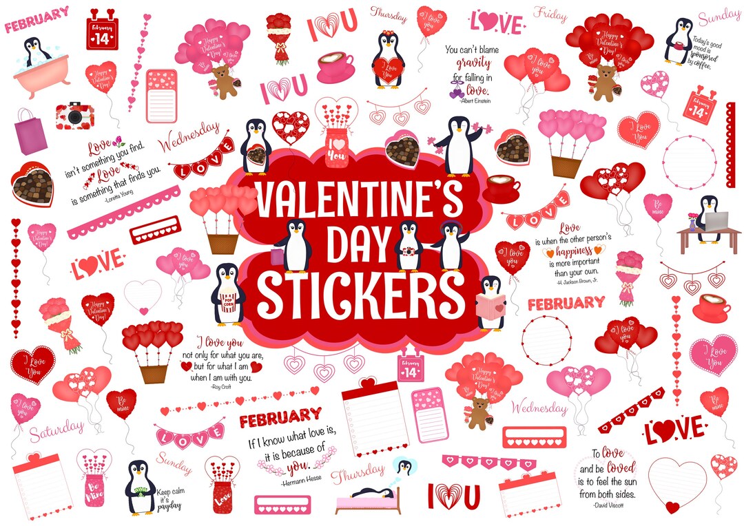 Valentine's Day Digital Stickers, Goodnotes Planner Stickers (PNG) - Etsy