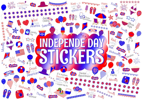 Independence Day Stickers Precropped Digital Planner - Etsy