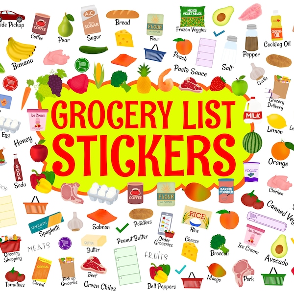 Grocery Stickers - Etsy