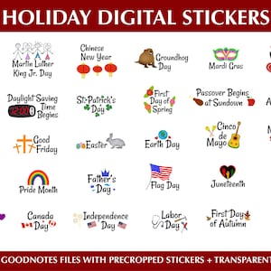 Holiday Digital Stickers, Precropped Digital Planner Stickers ...