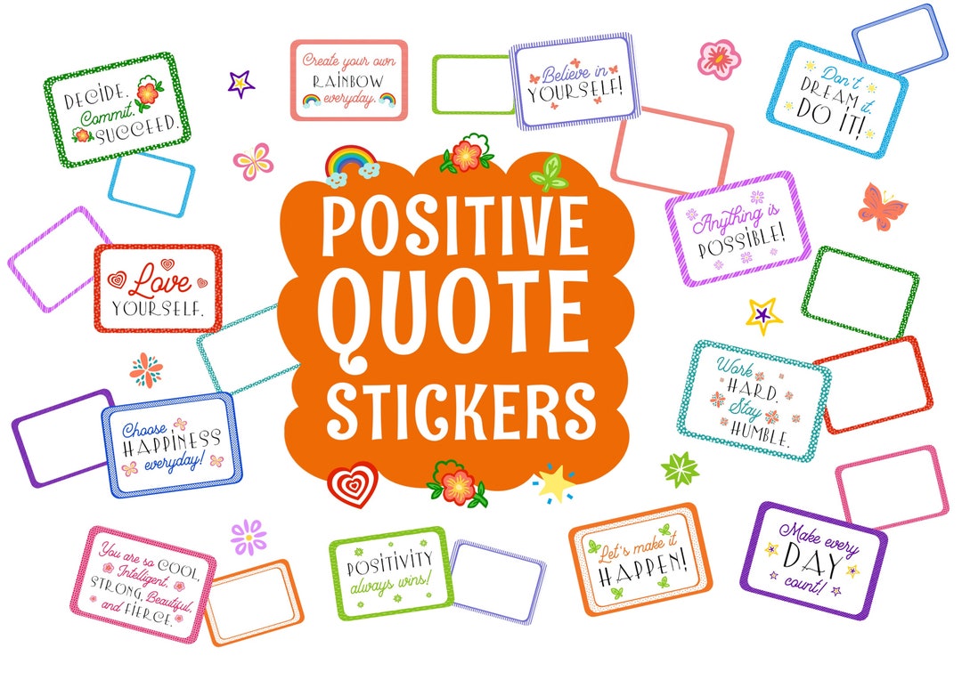 Positive Quotes Digital Stickers, Precropped Digital Planner Stickers ...