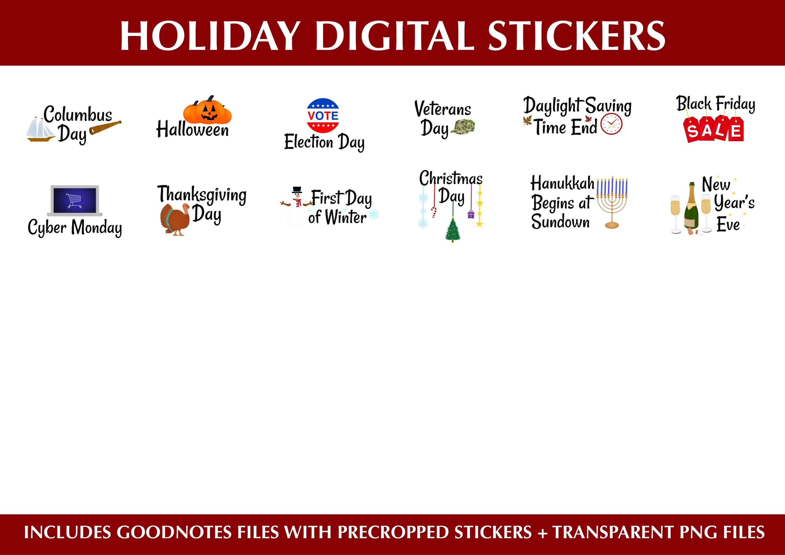 Holiday Digital Stickers, Precropped Digital Planner Stickers ...
