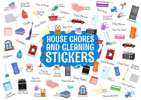 House Chores and Cleaning Digital Stickers Precropped Digital - Etsy